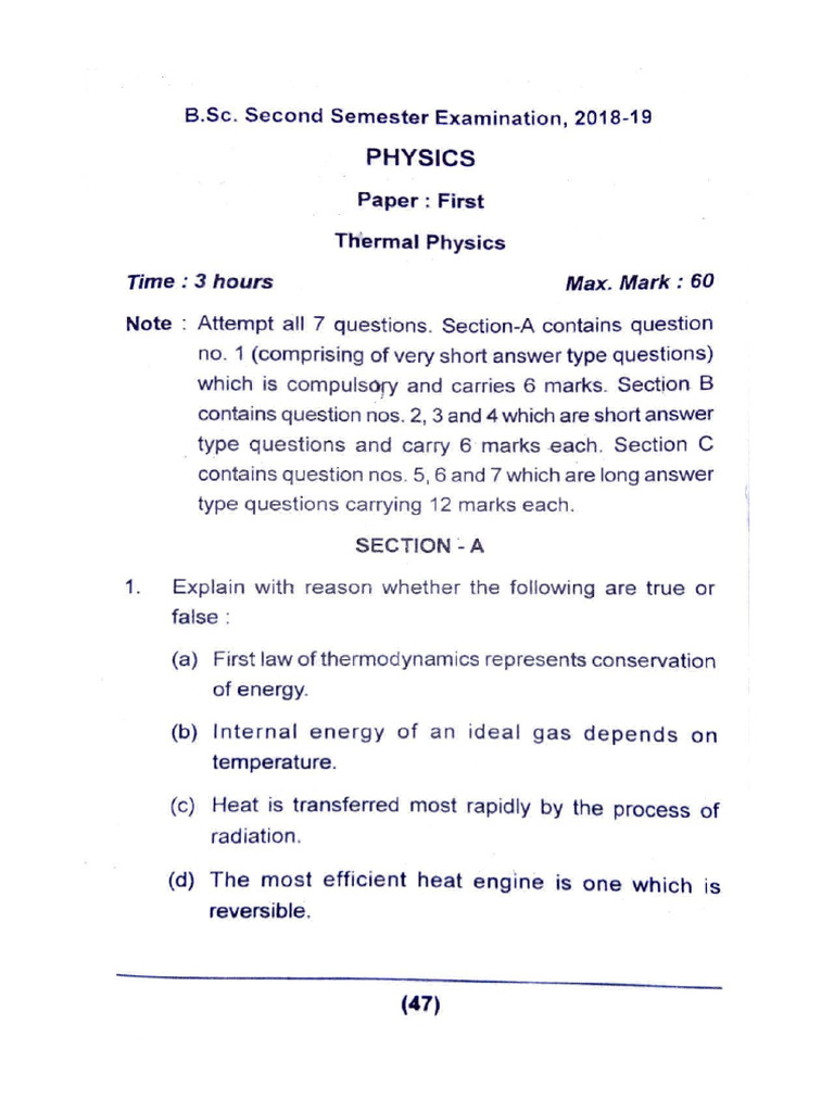 Physics Sem 2 Paper 1 Physics Session 2019 by Shivam | PDF