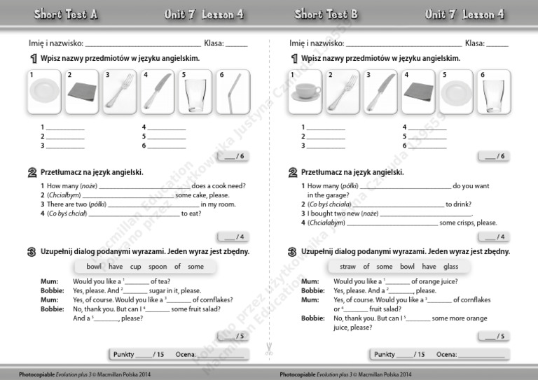 Short Tests Unit 7 Lesson 4 | PDF