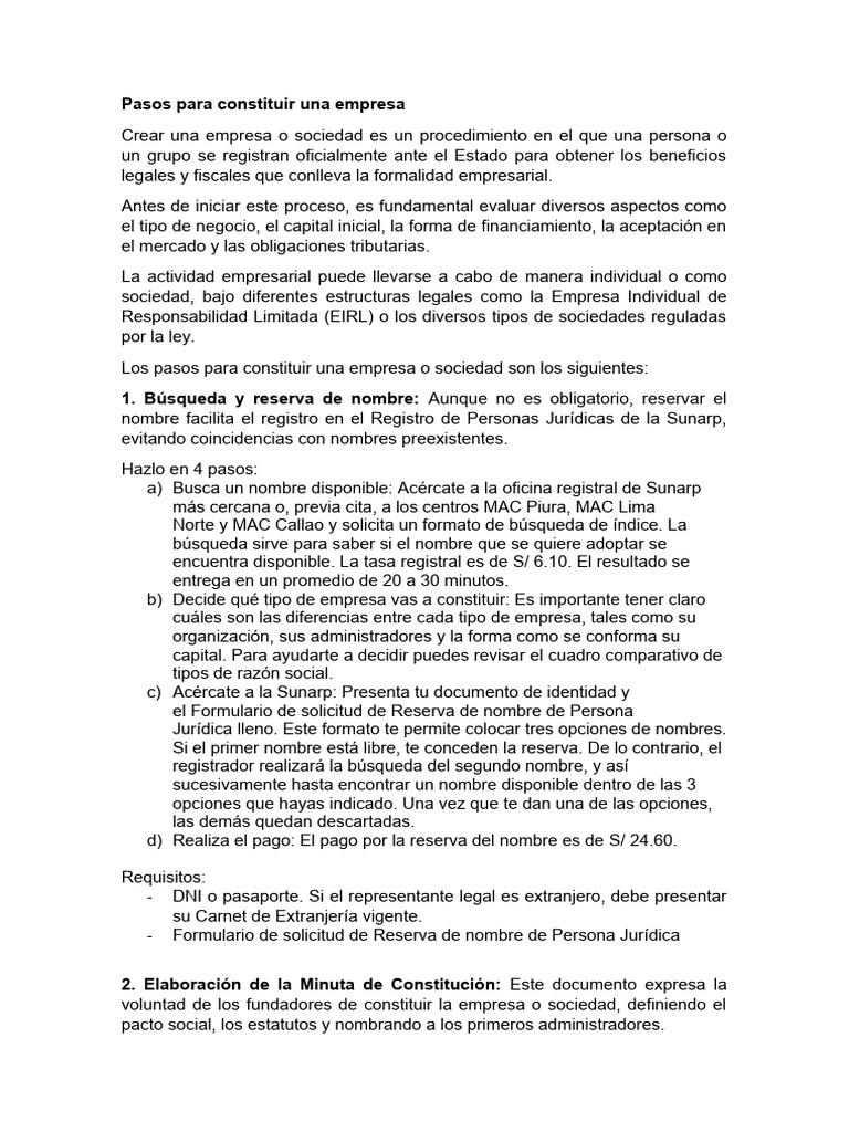 Guía para Crear una Empresa en Perú | PDF | Documento de identidad ...