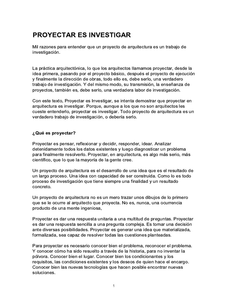 Texto-Proyectar Es Investigar | PDF