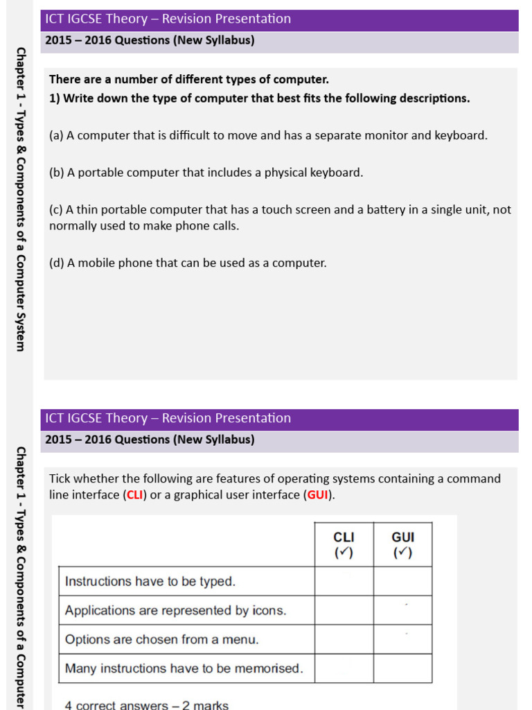 Chapter 1 - Types & Components of A Computer System Ques | PDF | Graphical User Interfaces ...
