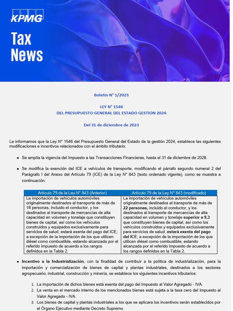 TNF Bolivia1 Jan5 2024 | PDF | Impuestos | Impuesto al valor agregado