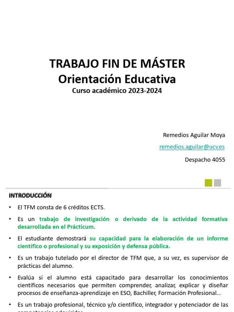 TFM Presentación 23-24 | PDF | Evaluación | Conocimiento