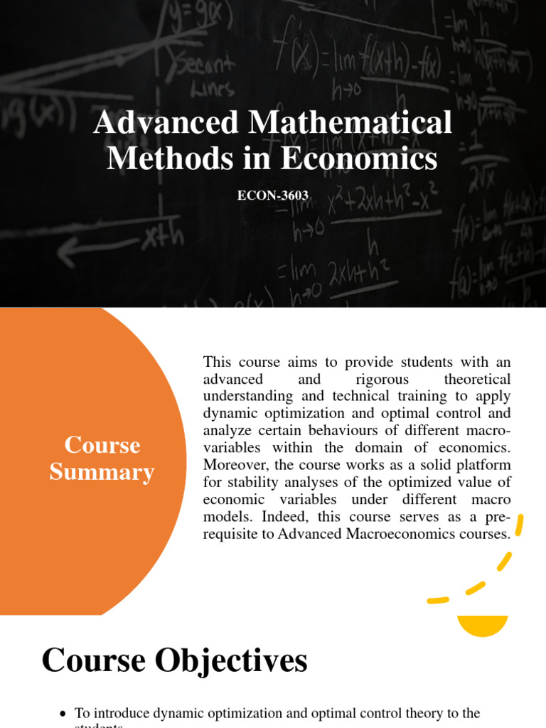 ECON-3603 (Class-1) | PDF | Mathematical Optimization | Optimal Control