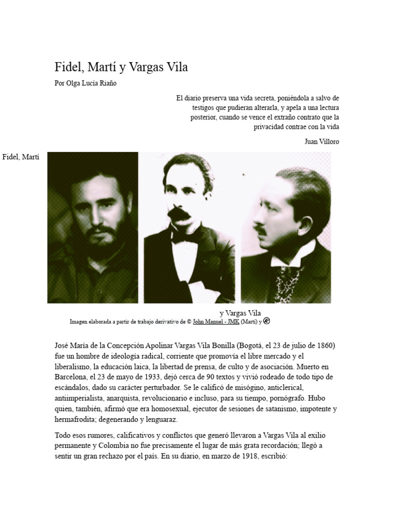 Fidel, Martí y Vargas Vila | PDF | Cuba | Colombia