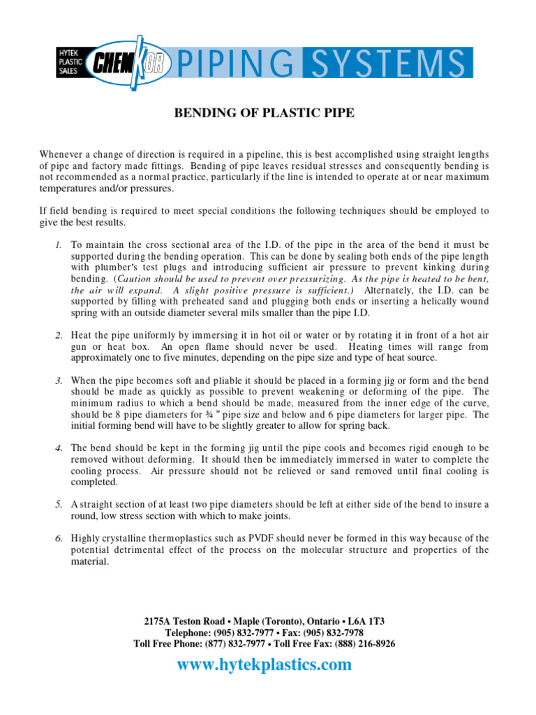 94 - 6 Bending Plastic Pipe | PDF | Pipe (Fluid Conveyance) | Bending