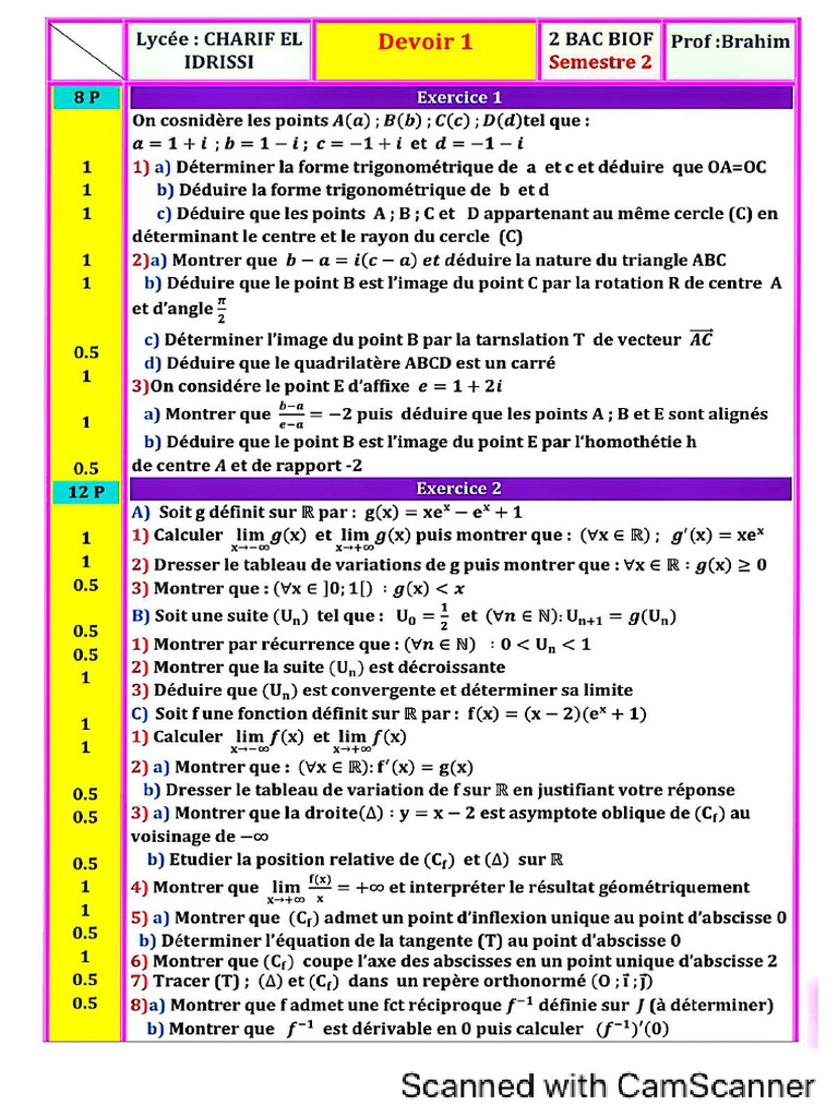 Devoir LN Complexe + Correction | PDF