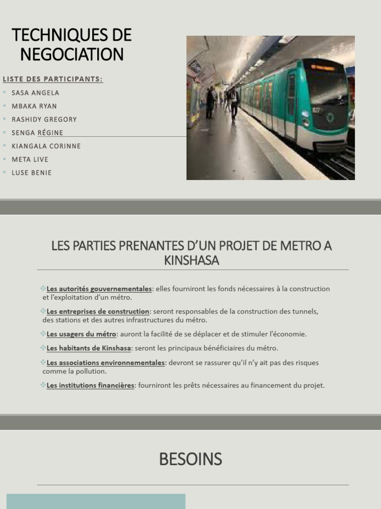 Parties prenantes du projet métro Kinshasa | PDF | Métro | Banques