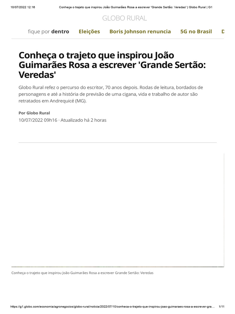 Trajeto que Inspirou Guimarães Rosa | PDF