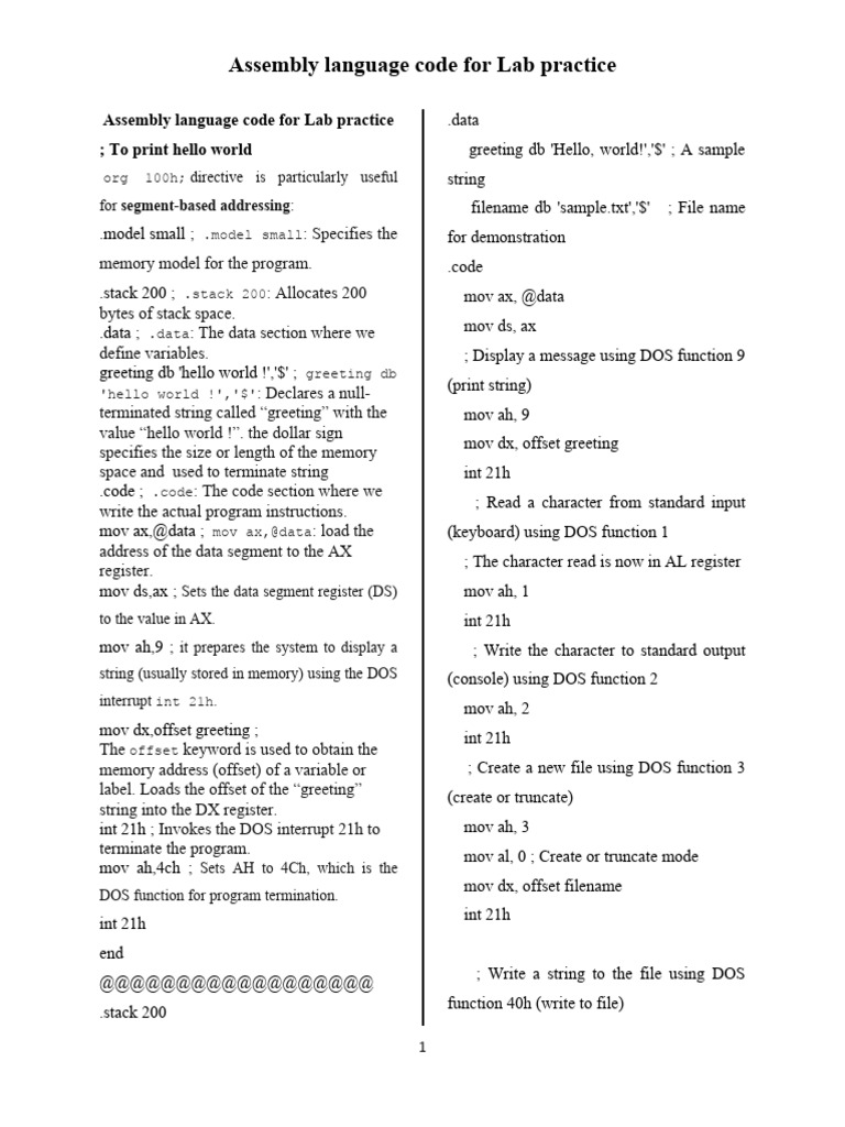 Lab Manual For Assembly Language12 | PDF | String (Computer Science) | Assembly Language