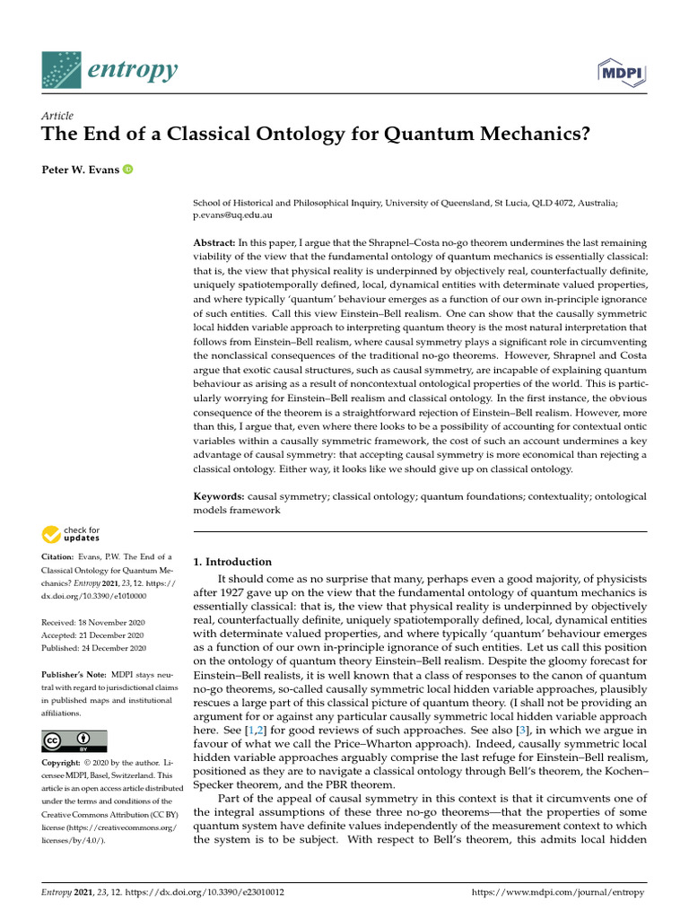 Classical Ontology | PDF | Quantum Mechanics | Causality