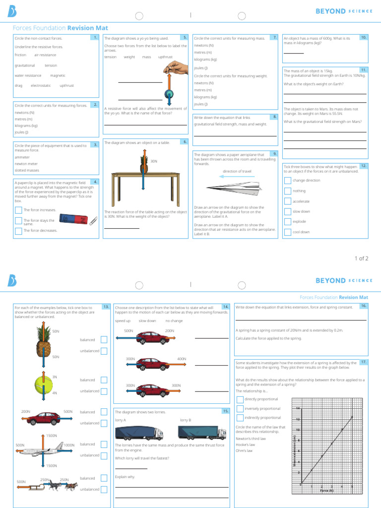 T SC 2549556 Ks3 Forces Foundation Revision Mat Ver 18 | PDF | Force ...
