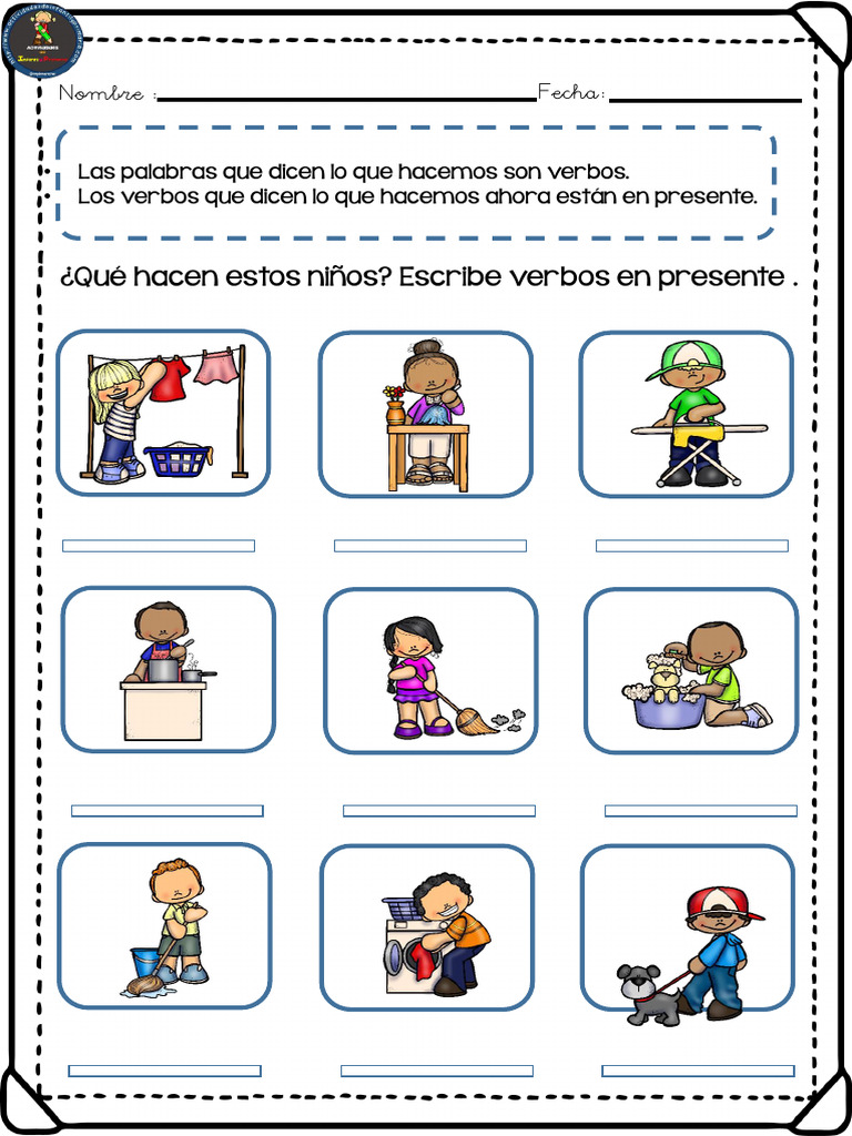Fichas de Actividades para Trabajar Los Verbos en Primaria | PDF ...