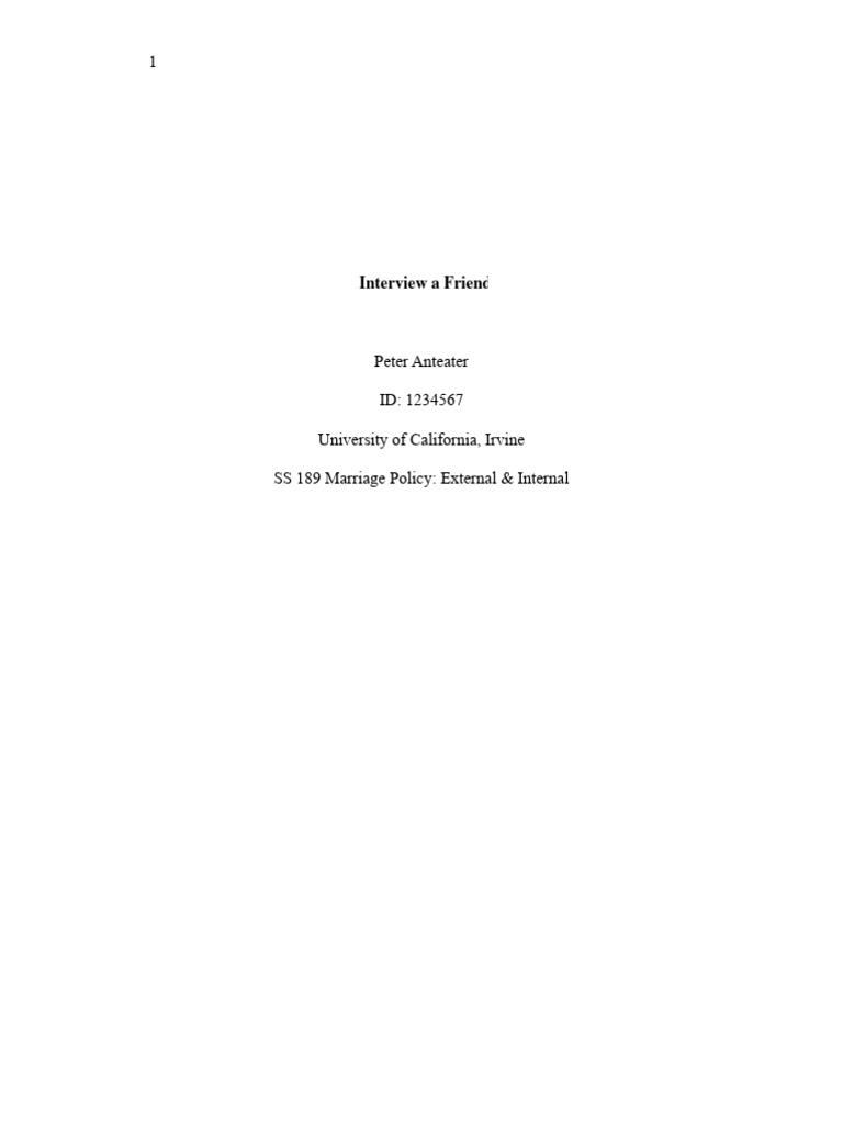 Sample Outside Assignment Paper | PDF | Interview | Self Concept