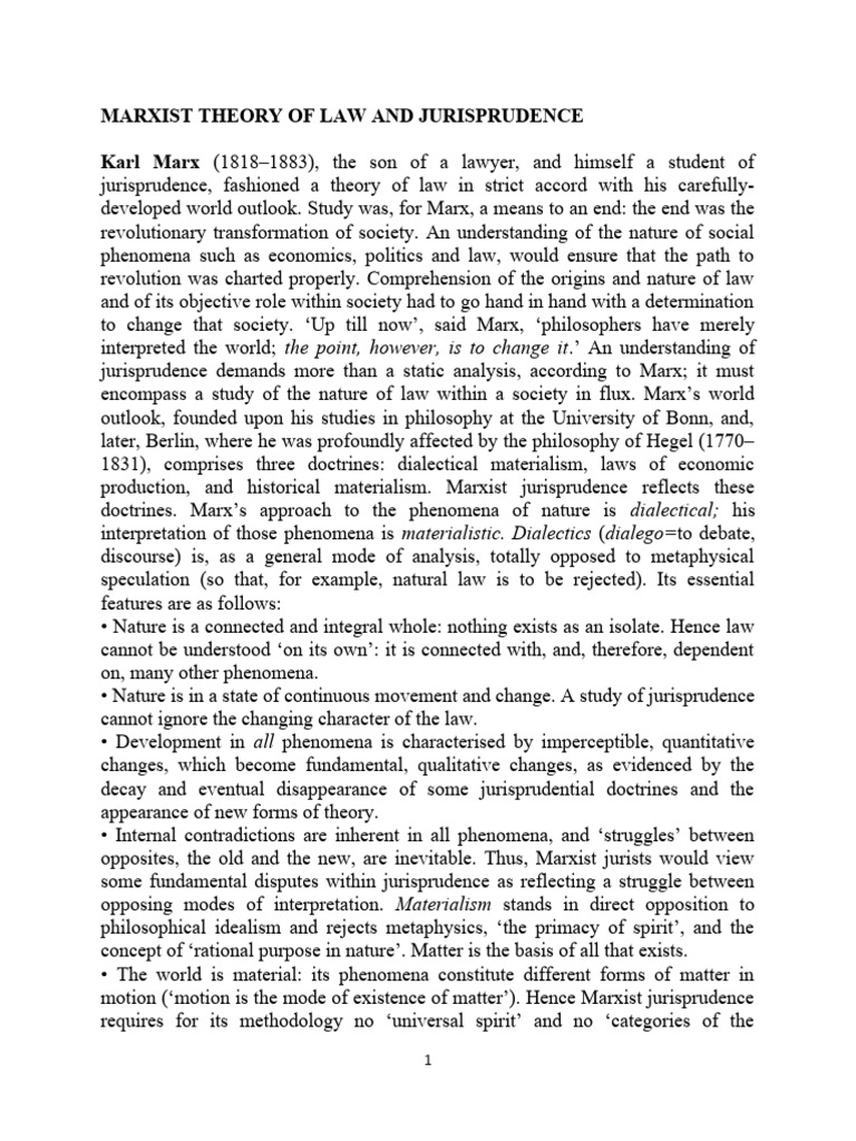 Marxist Theory of Law Explained | PDF | Karl Marx | Marxism