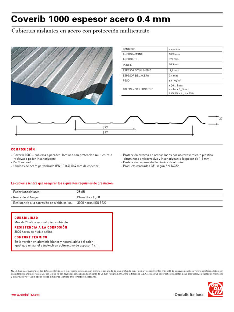Catalogo Coverib 1000 en 0,4 MM de Espesor Acero | PDF | Acero | Materiales
