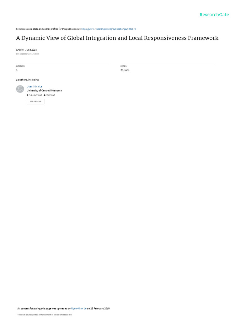 Le Liao ADynamic Viewof Global Integrationand Local | PDF | Strategic ...