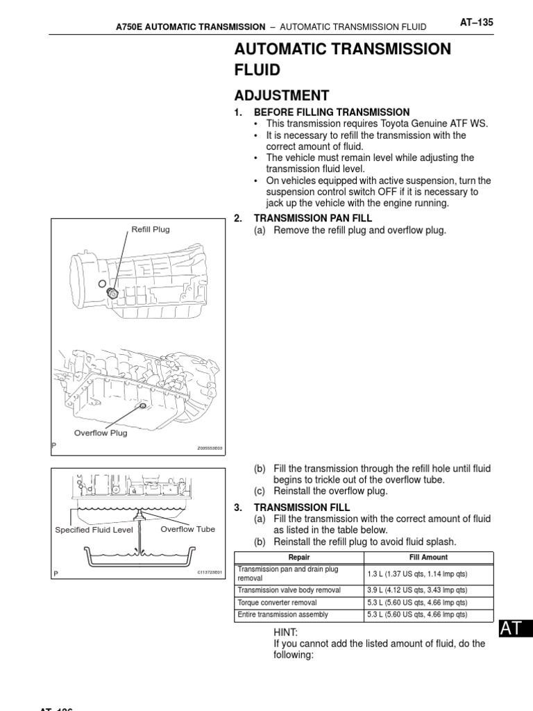 A750E Transmission Fluid Adjustment Guide | PDF | Automatic ...