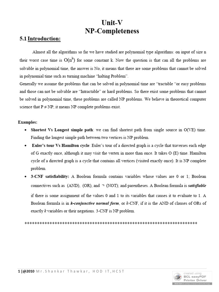 Unit 5 NP | Download Free PDF | Time Complexity | Theoretical Computer Science