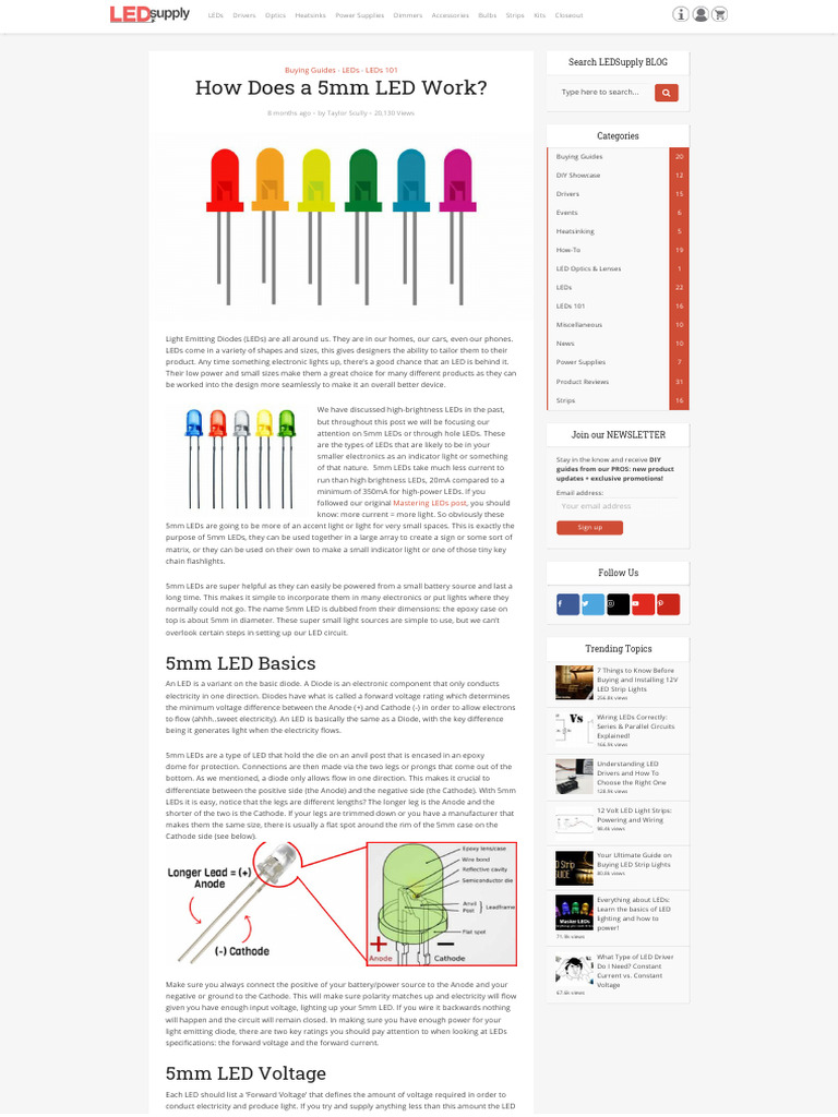 How Does A 5mm Led Work - Ledsupply Blog | PDF | Resistor | Light ...