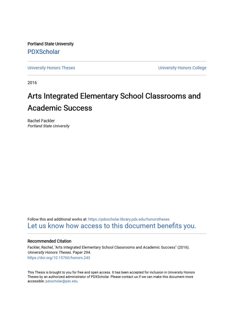 Arts Integrated Elementary School Classrooms and Academic Success | PDF ...