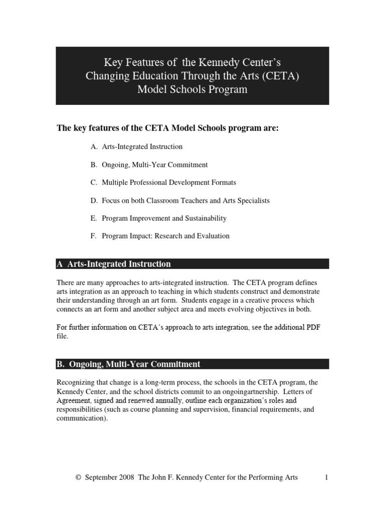 Ceta Learn More Key - Features - Modelschools - 10 08 | PDF | Teachers | The Arts