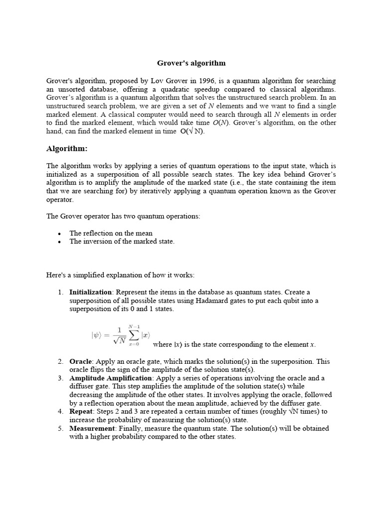 Grover Algorithm Notes. | Download Free PDF | Theoretical Computer ...