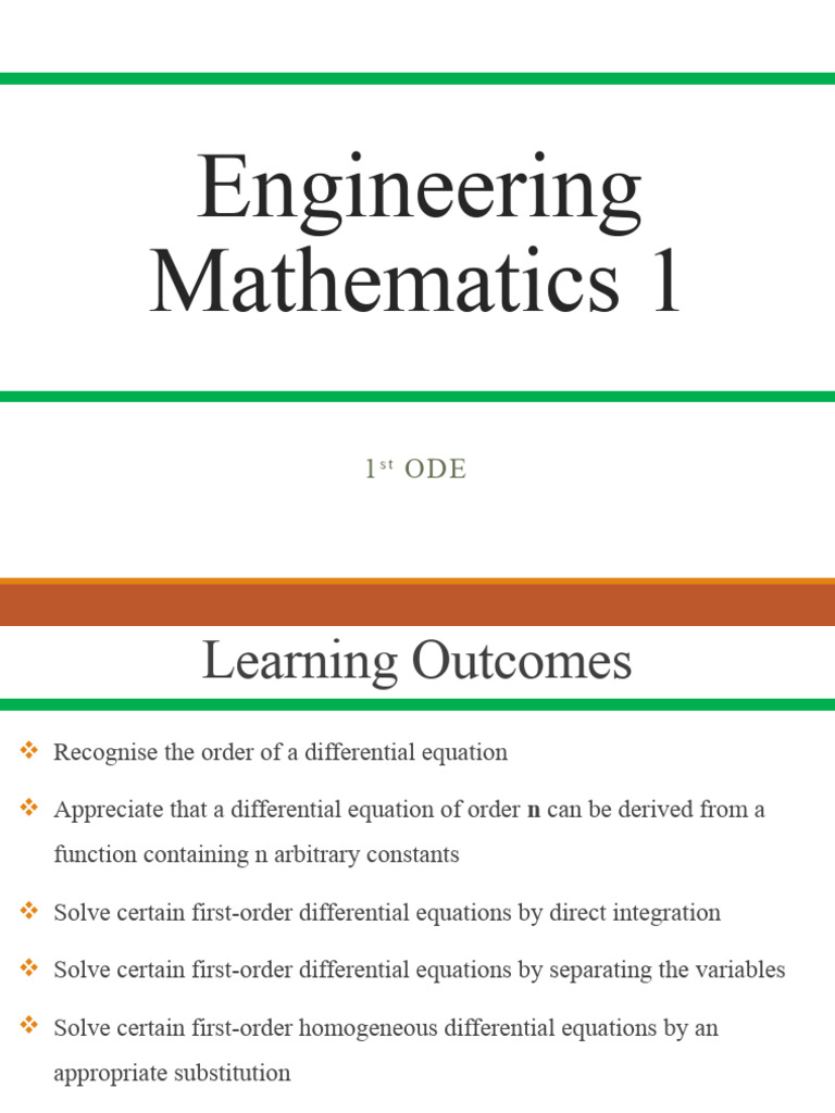 Engineering Mathematics - 1st ODE | PDF | Ordinary Differential ...