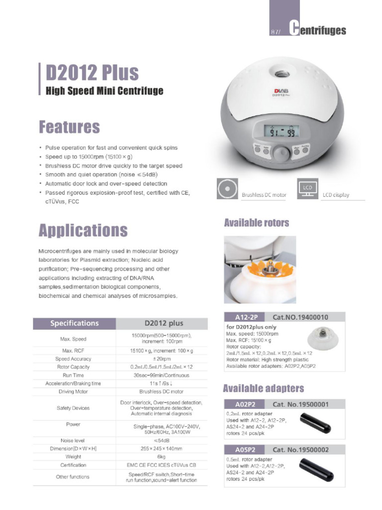 Centrifuga D2012 | PDF
