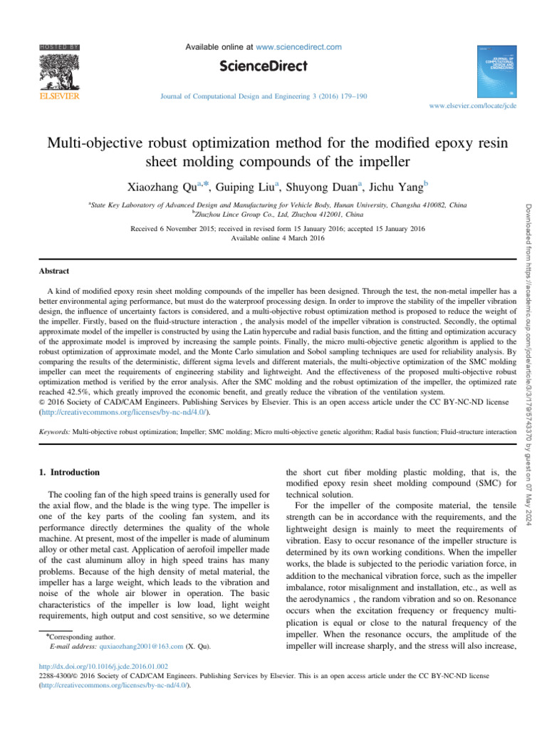 Multi-Objective Robust Optimization Method For The Modified Epoxy Resin | PDF | Composite ...