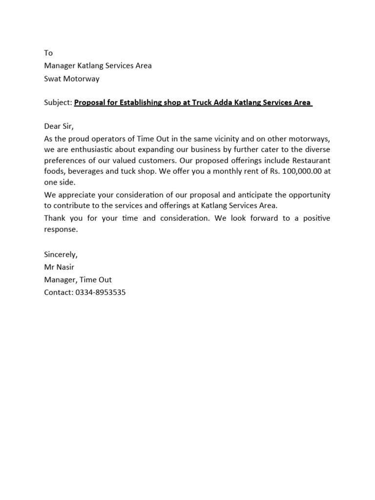 Proposal for Shop at Katlang Services | PDF