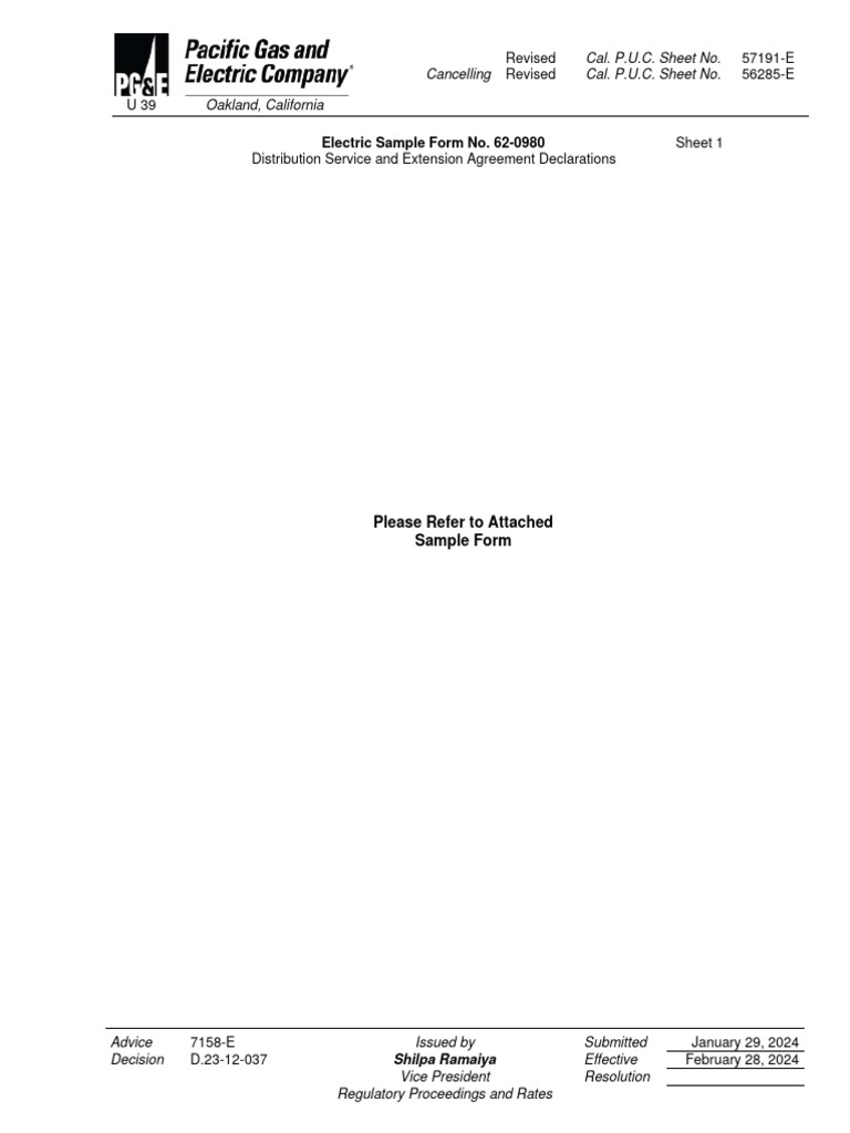 ELEC_FORMS_62-0980 | PDF | Pacific Gas And Electric Company
