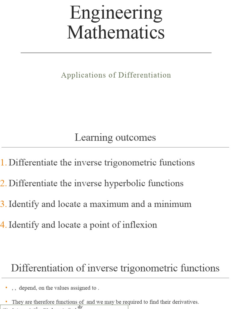 Differentiation in Engineering Math | PDF