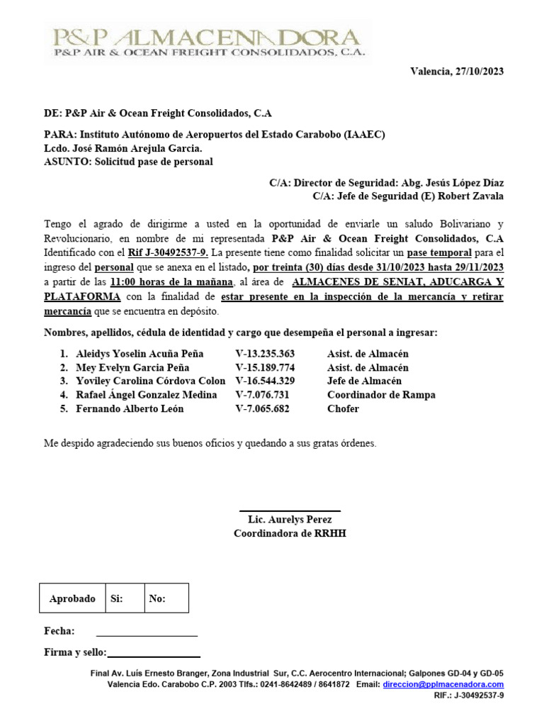 Formato Pases Rampa | PDF