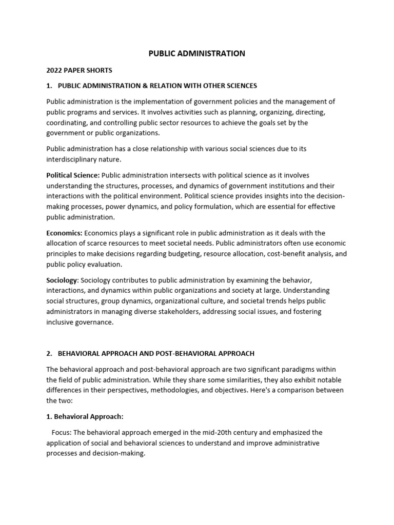 2022 PUBLIC ADMINISTRATION paper Answers | PDF | Methodology | Public ...