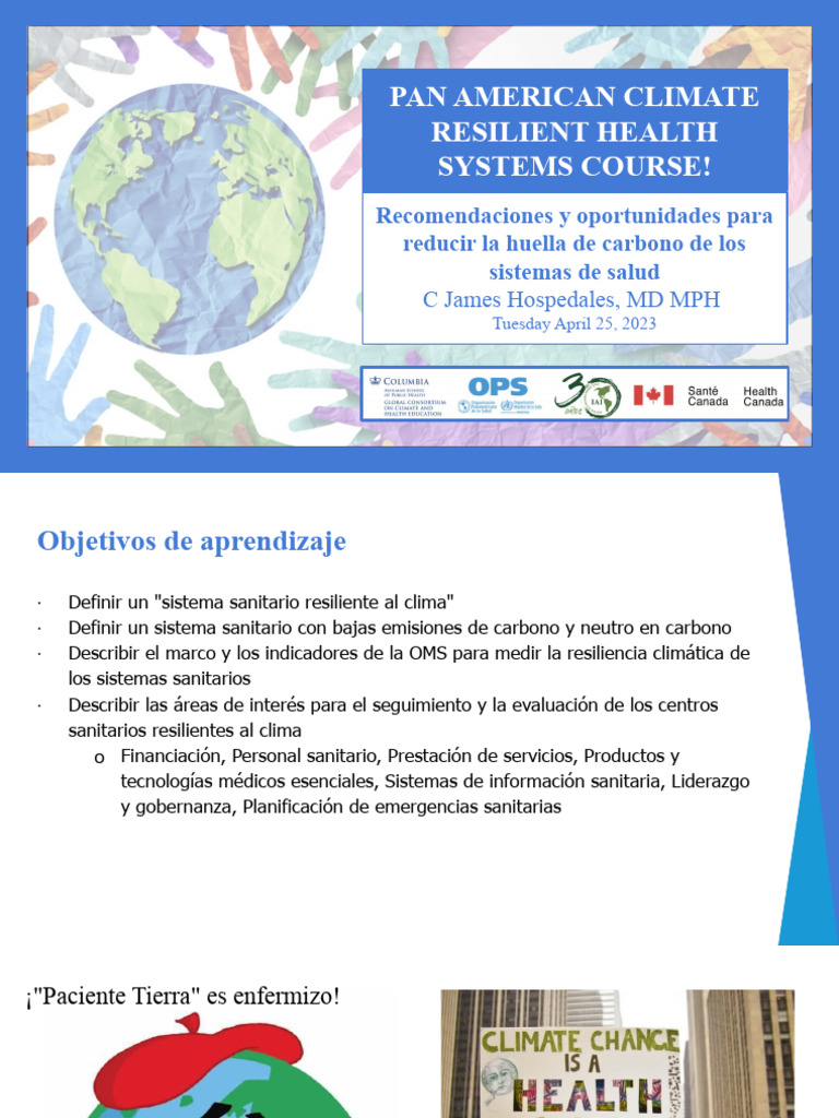 Esp - Reducing Carbon Footprint of Health Systems Hospedales PANAM Climate Resilience Course ...