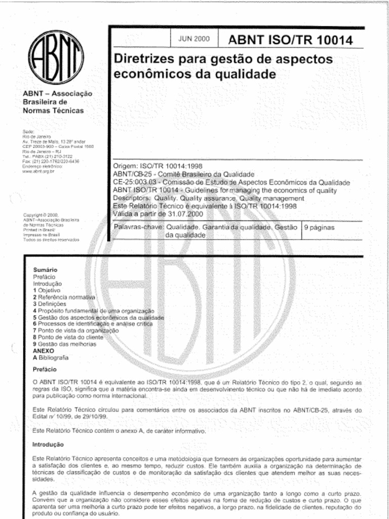 Abnt Iso-Tr 10014 | PDF