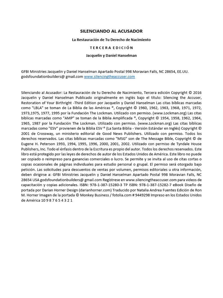Silenciando Al Acusador Jacquelin y Daniel Hanselman | PDF | Oración ...
