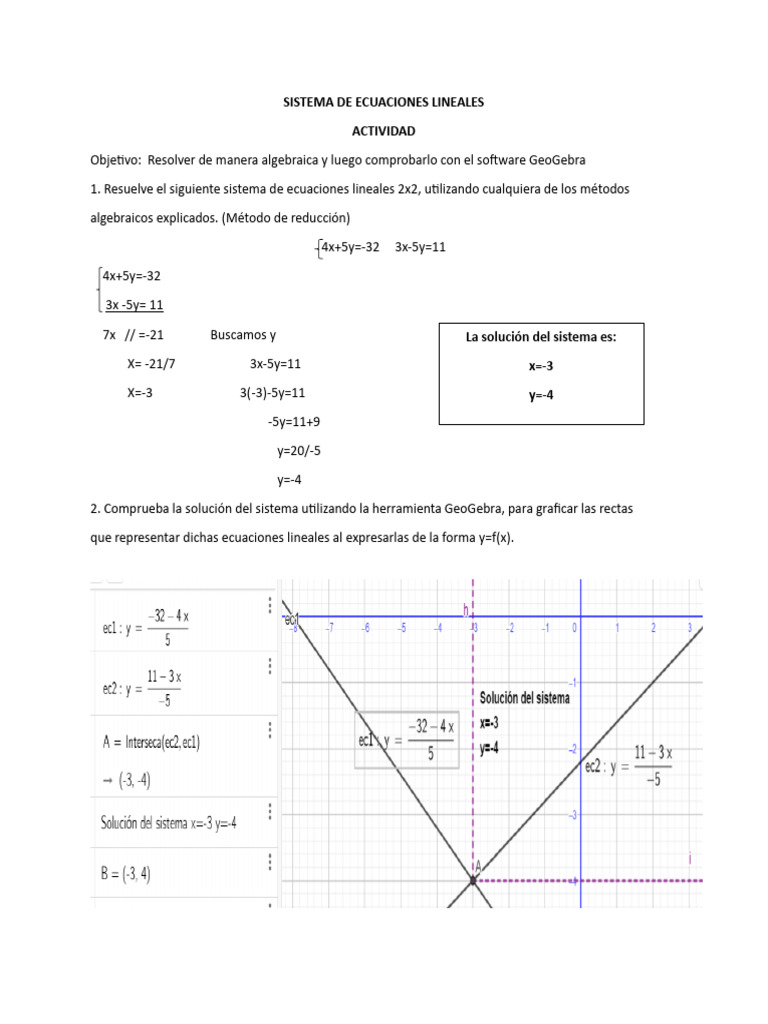 SISTEMA DE ECUACIONES LINEALES-tarea | PDF | Métodos y materiales de ...