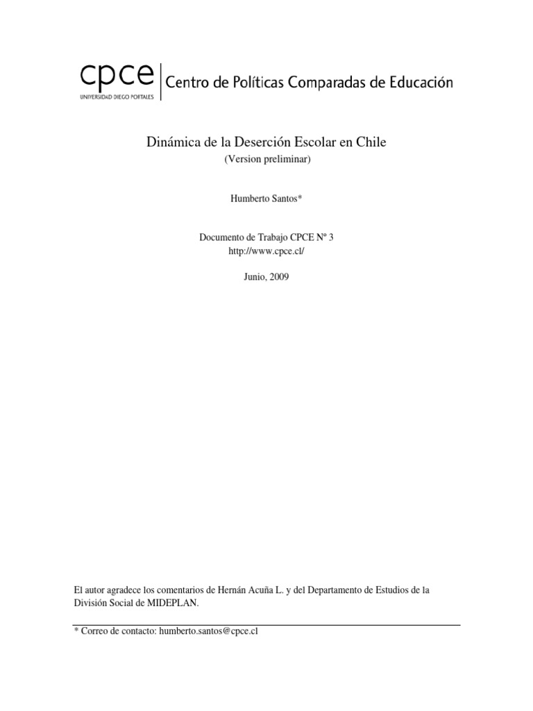Dinamica de La Desercion Escolar en Chil | PDF | Chile | Regresión ... Dinamica de La Desercion Escolar en Chil | PDF | Chile | Regresión ...