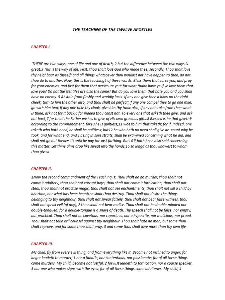 The Teachings of The Twelve Apostles | PDF | Lord's Prayer | Thou