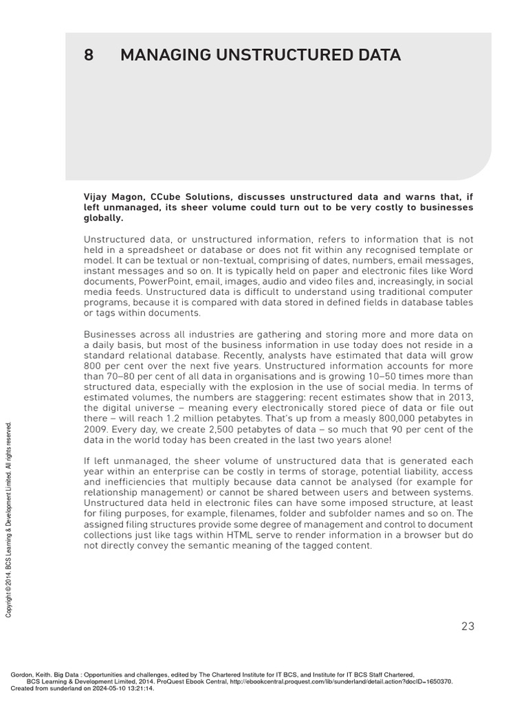 Big Data Opportunities and Challenges - (8 MANAGING UNSTRUCTURED DATA) | Download Free PDF ...