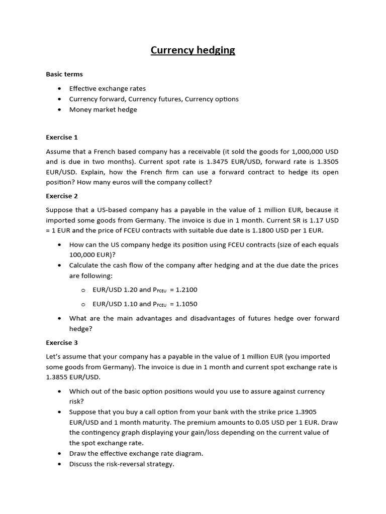 Exercises 6 - Currency Hedging | PDF | Hedge (Finance) | Option (Finance)