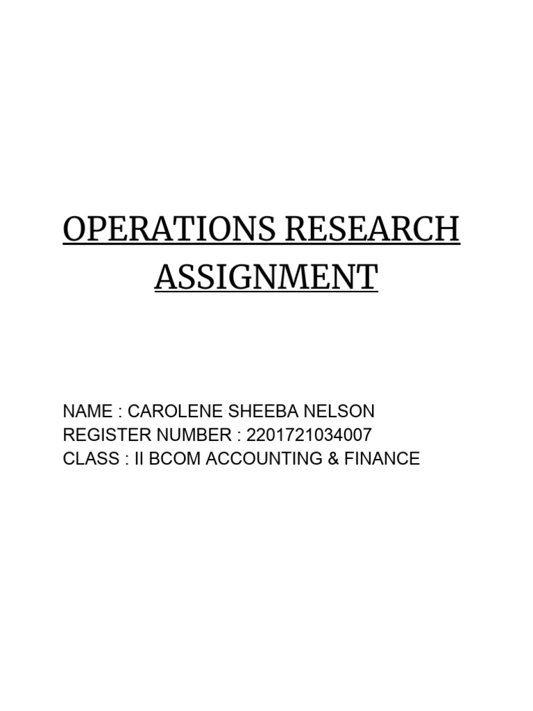 Operations Research Assignment - Ca2-2 | PDF | Retail | Point Of Sale