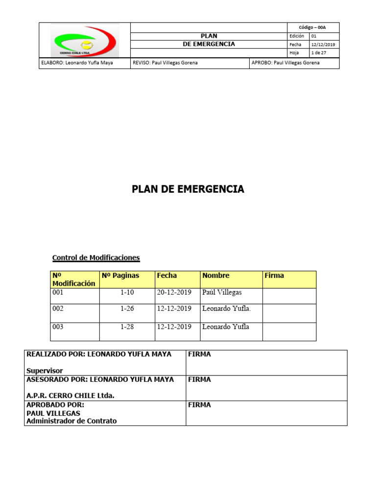 Control Tipo A - C 3 - 3.4 - Plan de Emergencia | PDF | Primeros auxilios | Reanimación ...