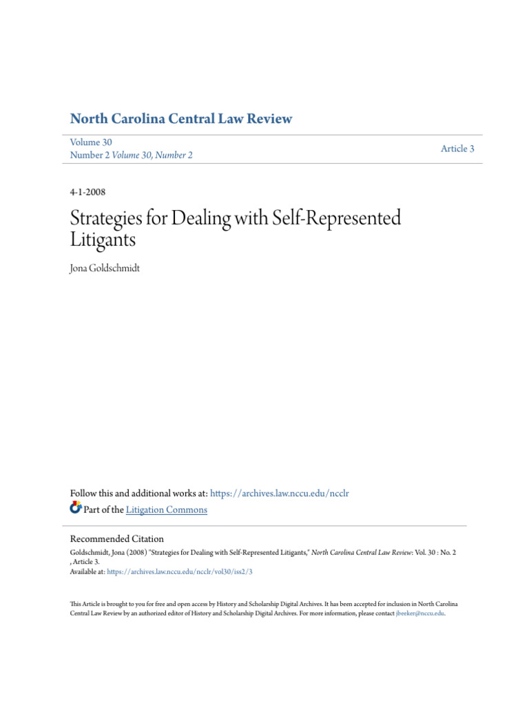 Strategies For Dealing With Self-Represented Litigants | PDF | Pro Se ...