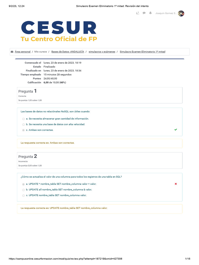 Simulacro 1 | PDF | SQL | Base de datos relacional