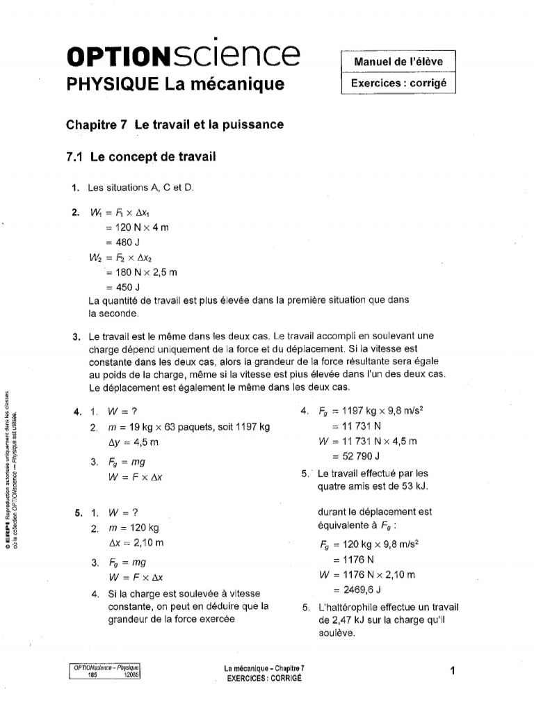 Travail Puissance | PDF