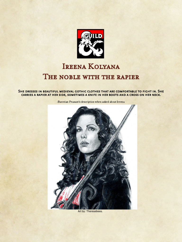 Ireena Kolyana Stat Block for D&D 5E | PDF | Dungeons & Dragons ...