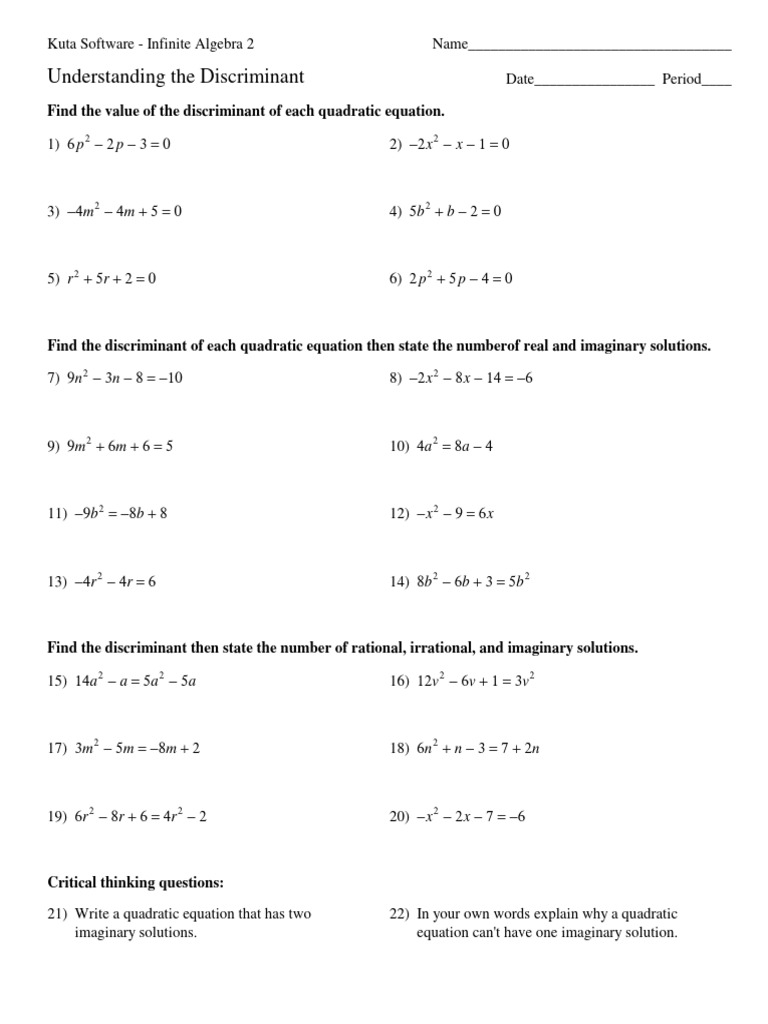 Discriminant | PDF | Equations | Quadratic Equation